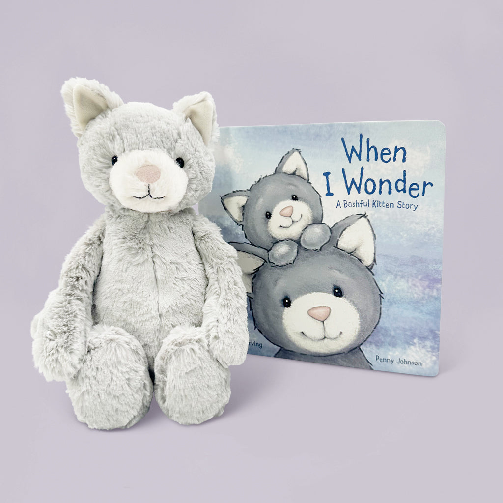 Jellycat Bashful Grey Kitty and Book | Gift Sets | Babyblooms