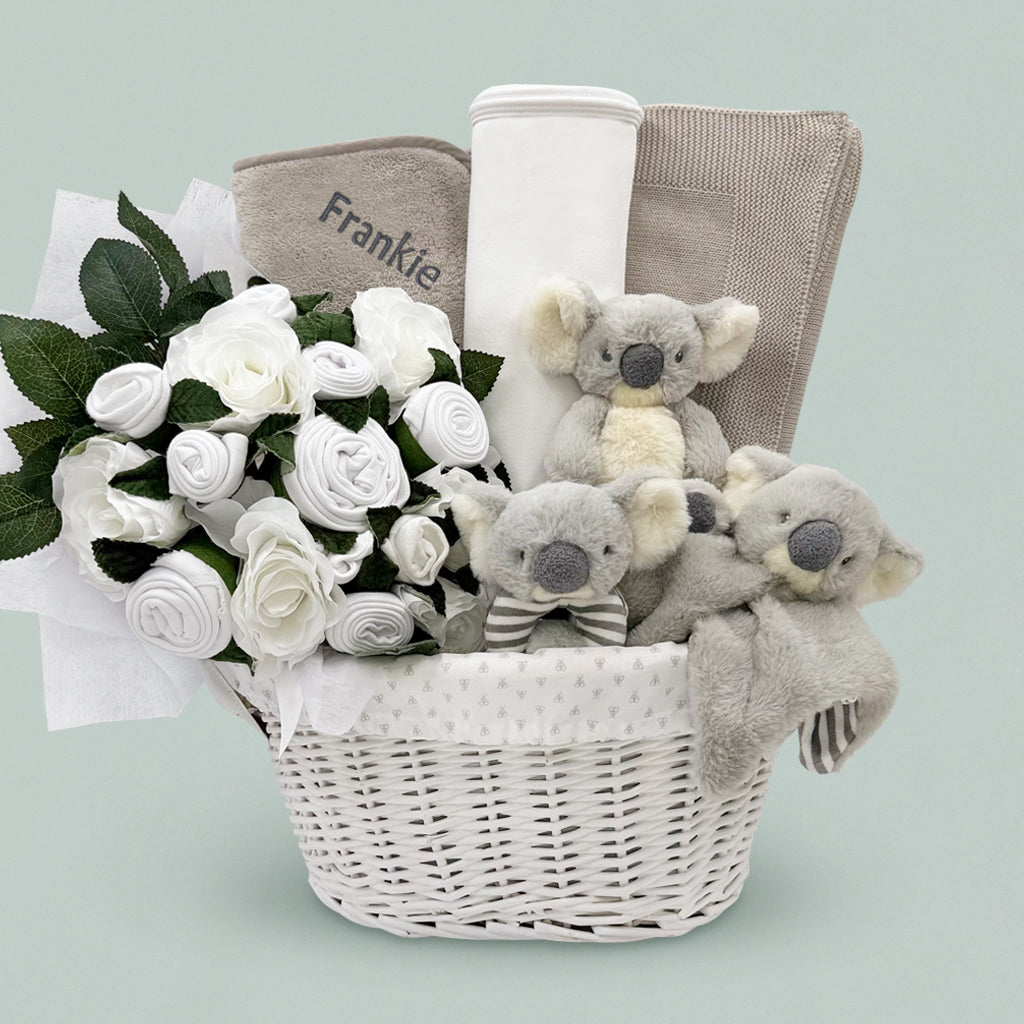Personalised Three Little Koalas Baby Gift Hamper, Neutral | Baby Gift ...