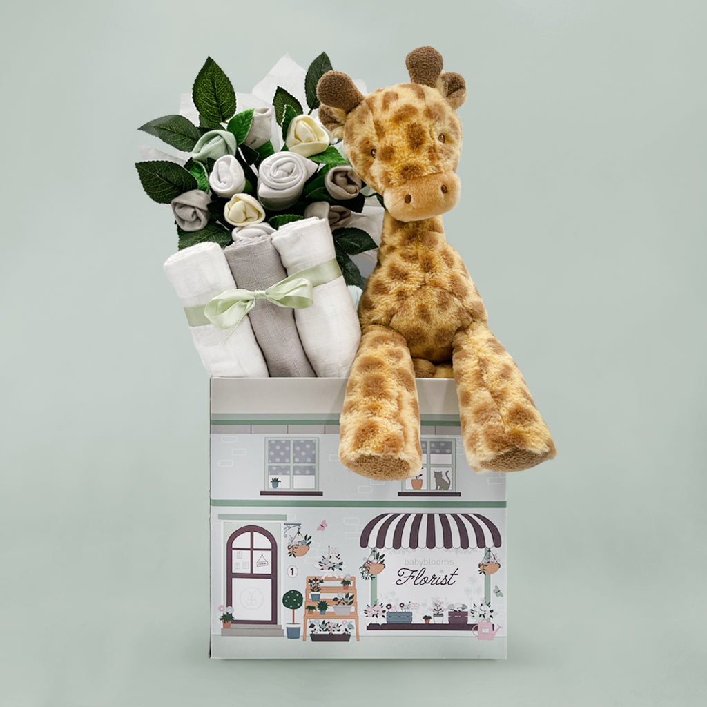 Giraffe Soft Toy Welcome Baby Hamper, Neutral | New Baby Gifts – Babyblooms